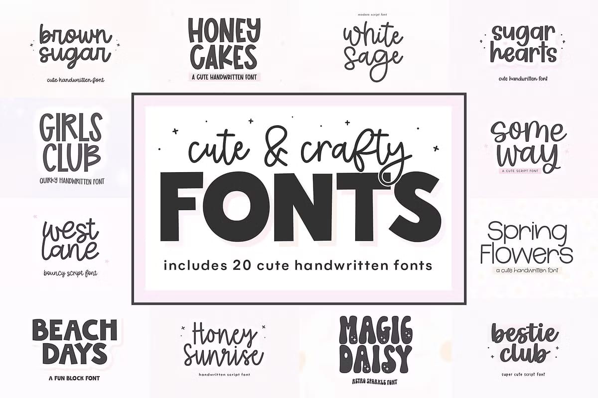 Cute Font Bundle | 20 Fonts - Typesite