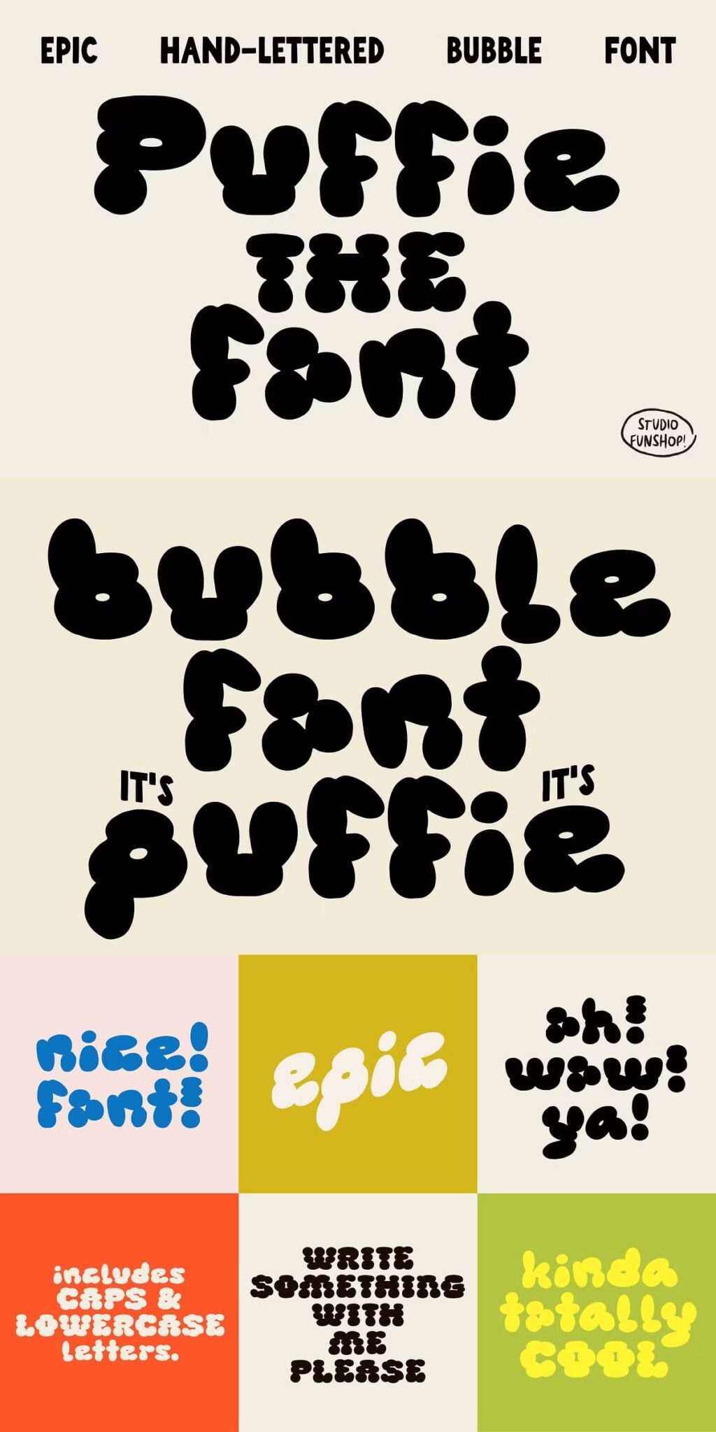 Puffie - Unique Bubble Font - Typesite