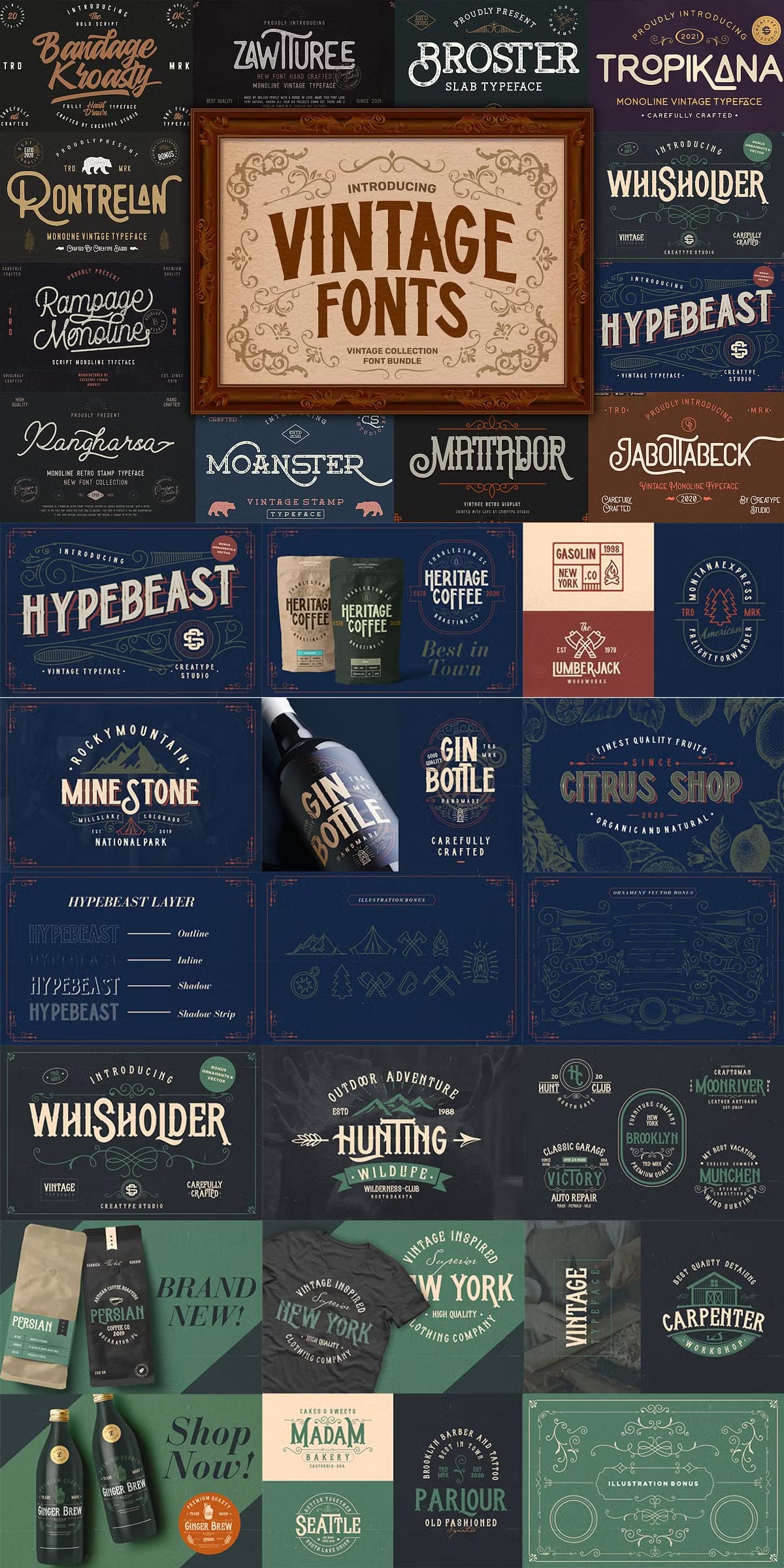 Vintage Fonts Bundle - Typesite