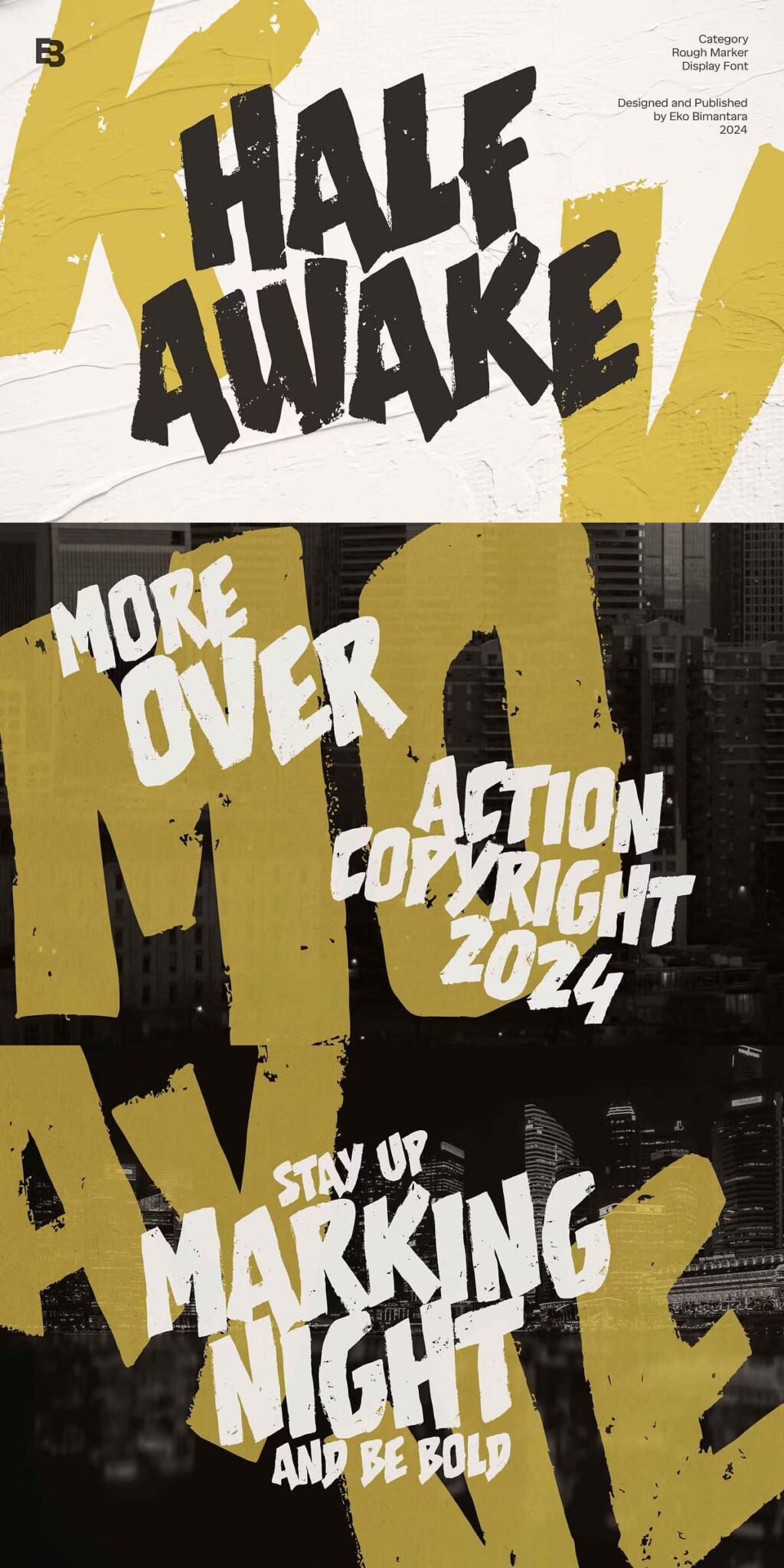 Half Awake; Rough Display Font - Typesite