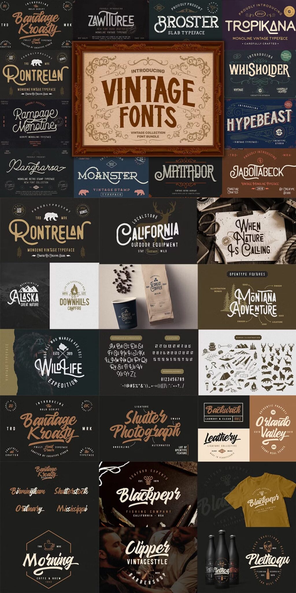 Vintage Fonts Bundle - Typesite