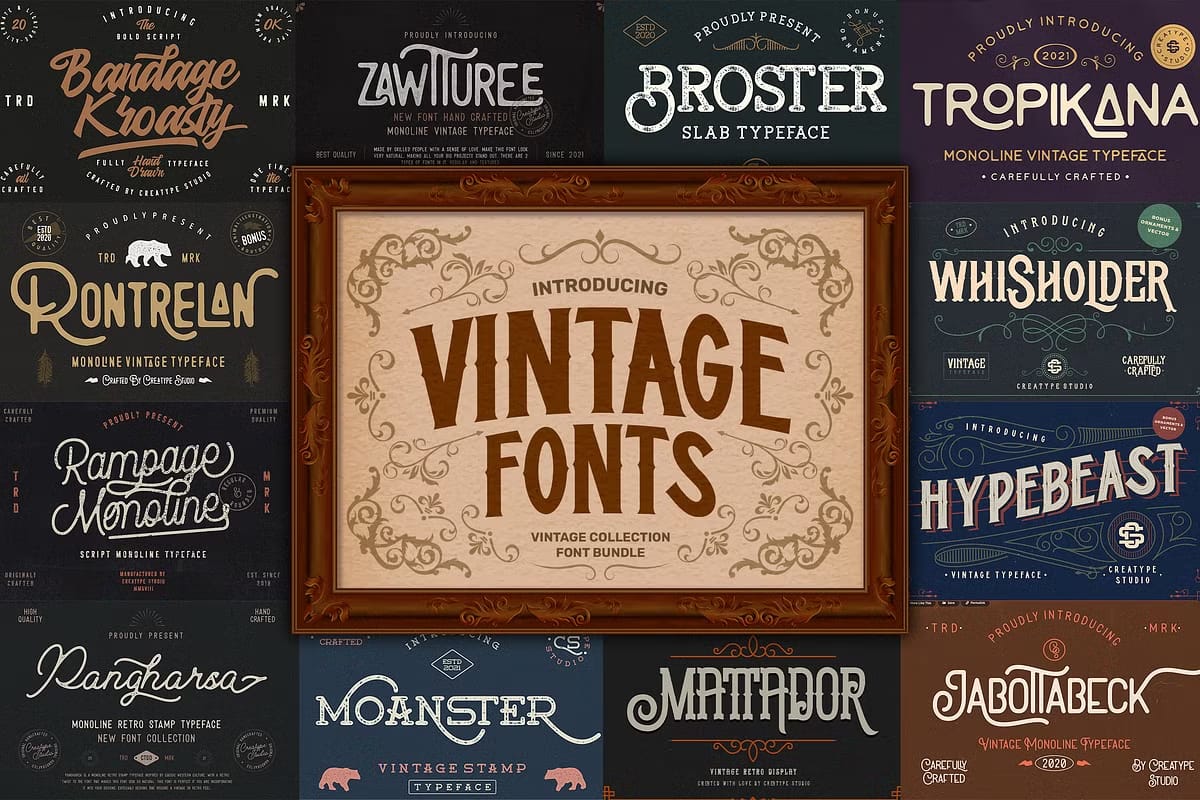 Vintage Fonts Bundle - Typesite